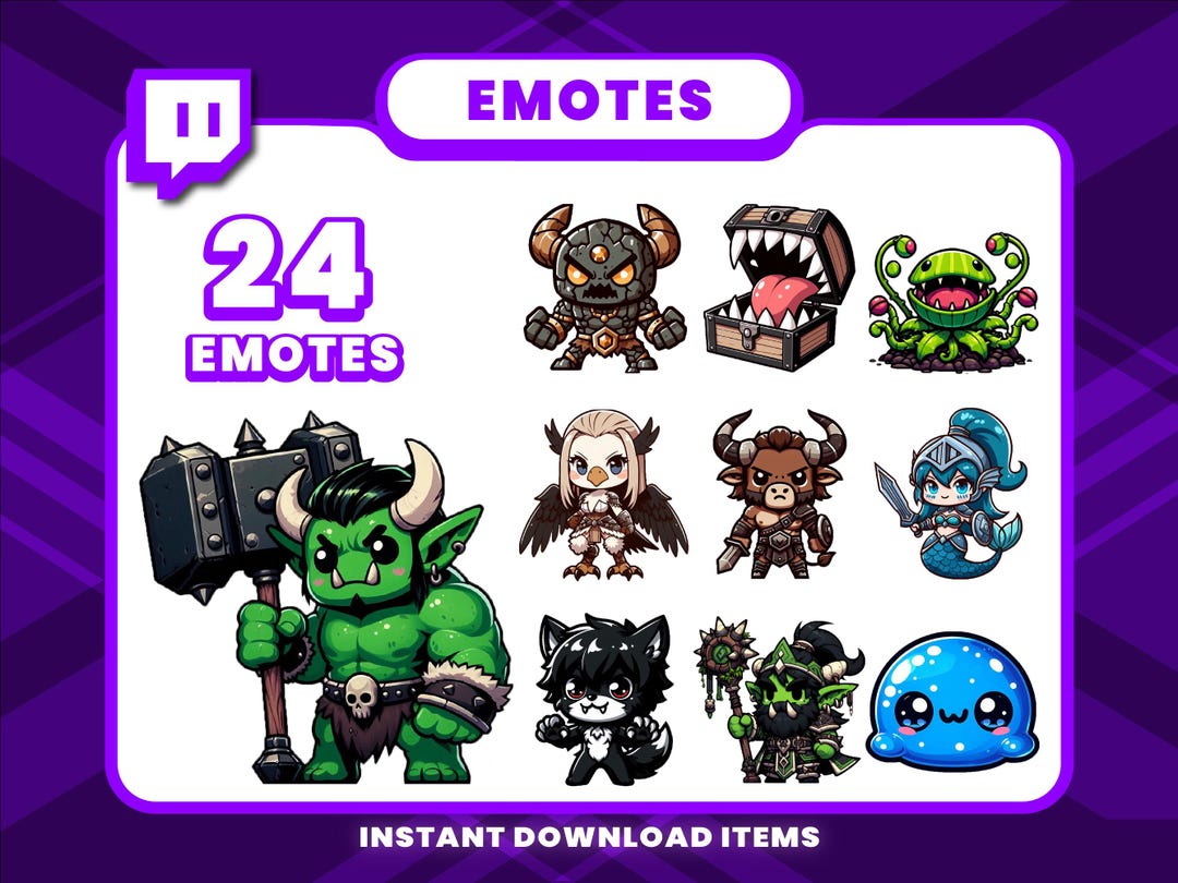24 Monsters Emote Pack, High-Resolution Twitch Emotes, Discord Emotes ...