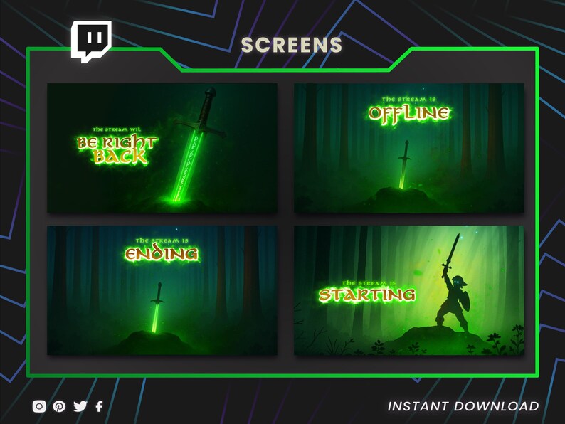 Twitch Stream Pack – Zelda’s Sword Animated Overlays, Screens & Panels ...