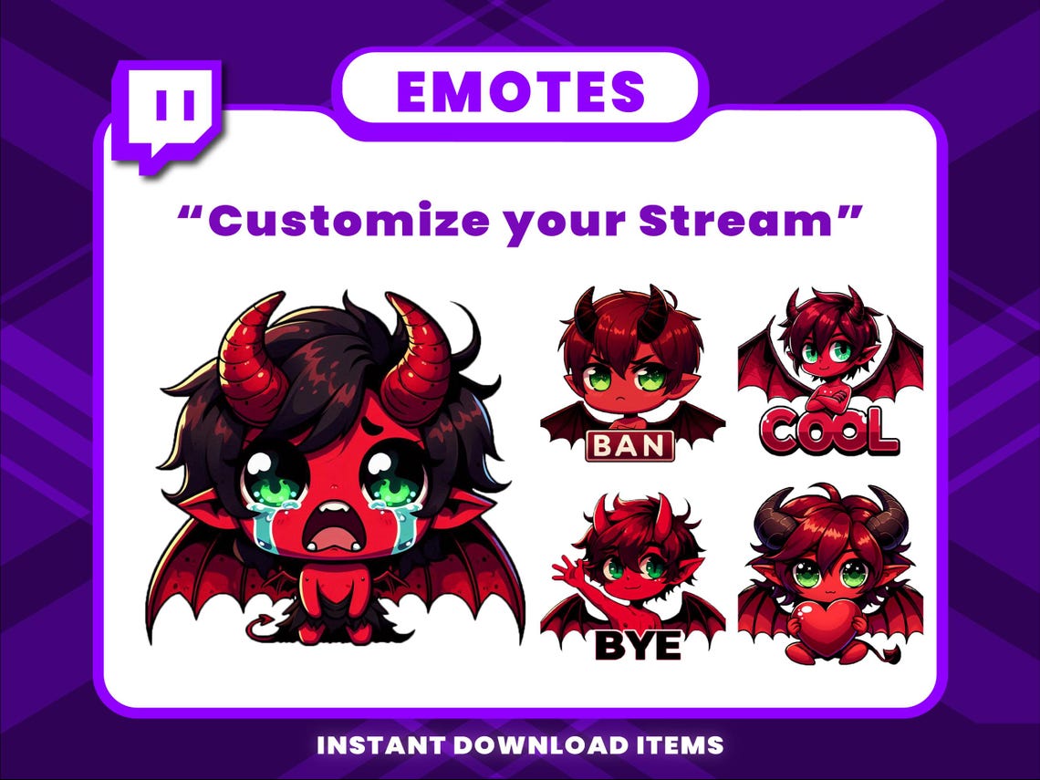 24 Red Demon Emote Pack, High-resolution Twitch Emotes, Discord Emotes ...