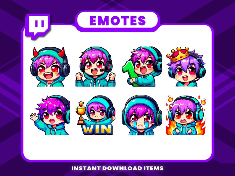 24 Gamer Boy Emote Pack, High-resolution Twitch Emotes, Discord Emotes ...