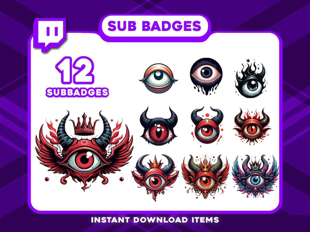 12 Eyes Sub Badges – Fantasy Twitch Tier Badges, High-res Subscriber ...