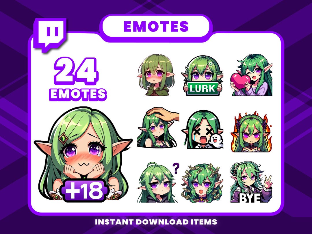 Twitch Elf Emote Pack, Cute Elf Girl Emotes, High-resolution Emotes ...