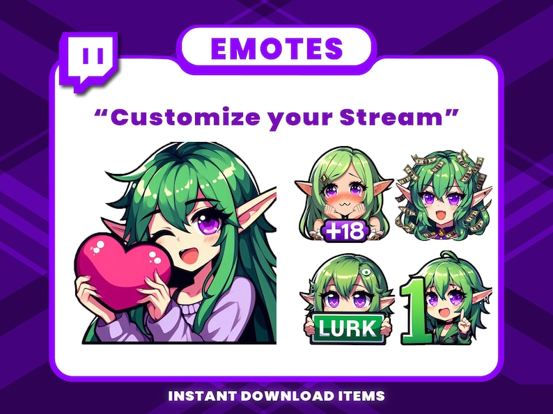 Twitch Elf Emote Pack, Cute Elf Girl Emotes, High-resolution Emotes ...