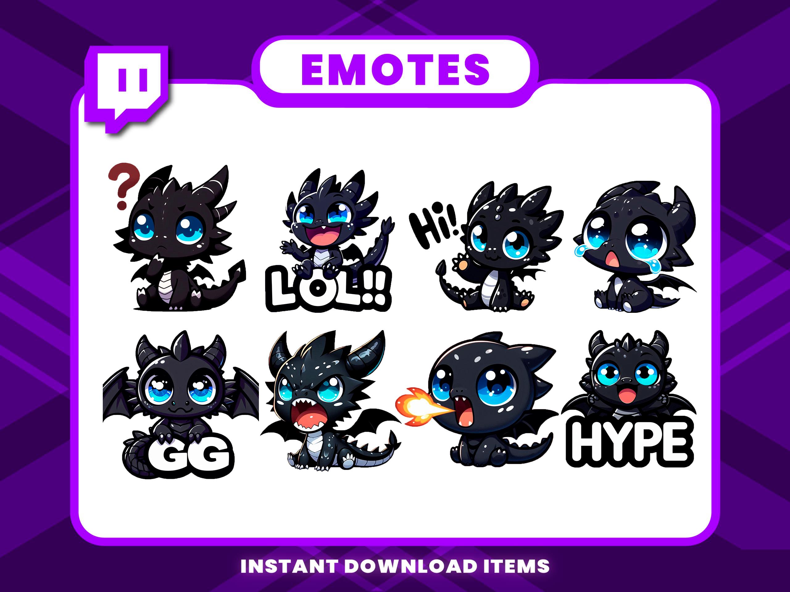 24 Black Dragon Animated Emotes, Twitch Emotes, Dragon GIF Emotes for ...