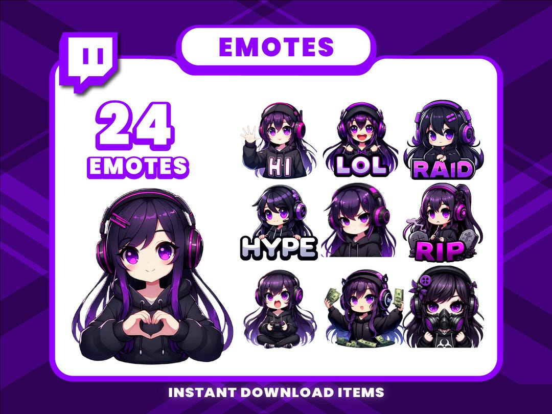 24 Gamer Girl Emote Pack, High-resolution Twitch Emotes, Discord Emotes ...