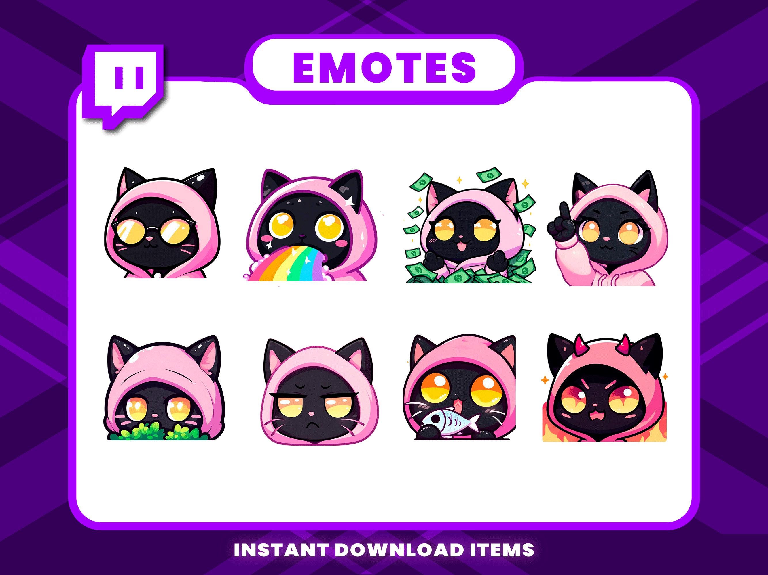 24 Pink Cat Emote Pack, High-resolution Twitch Emotes, Discord Emotes ...