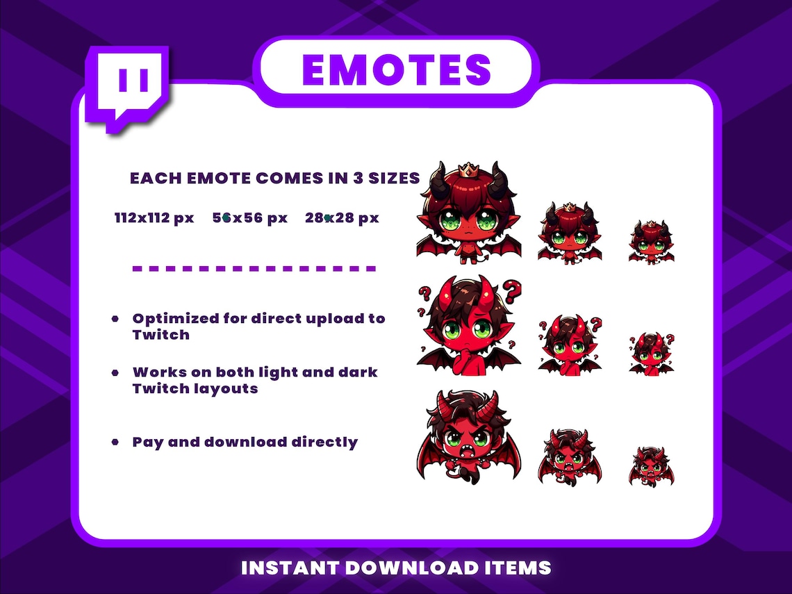 24 Red Demon Emote Pack, High-resolution Twitch Emotes, Discord Emotes ...