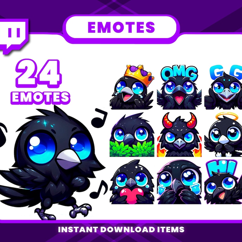 Twitch Crow Emote Pack - Etsy