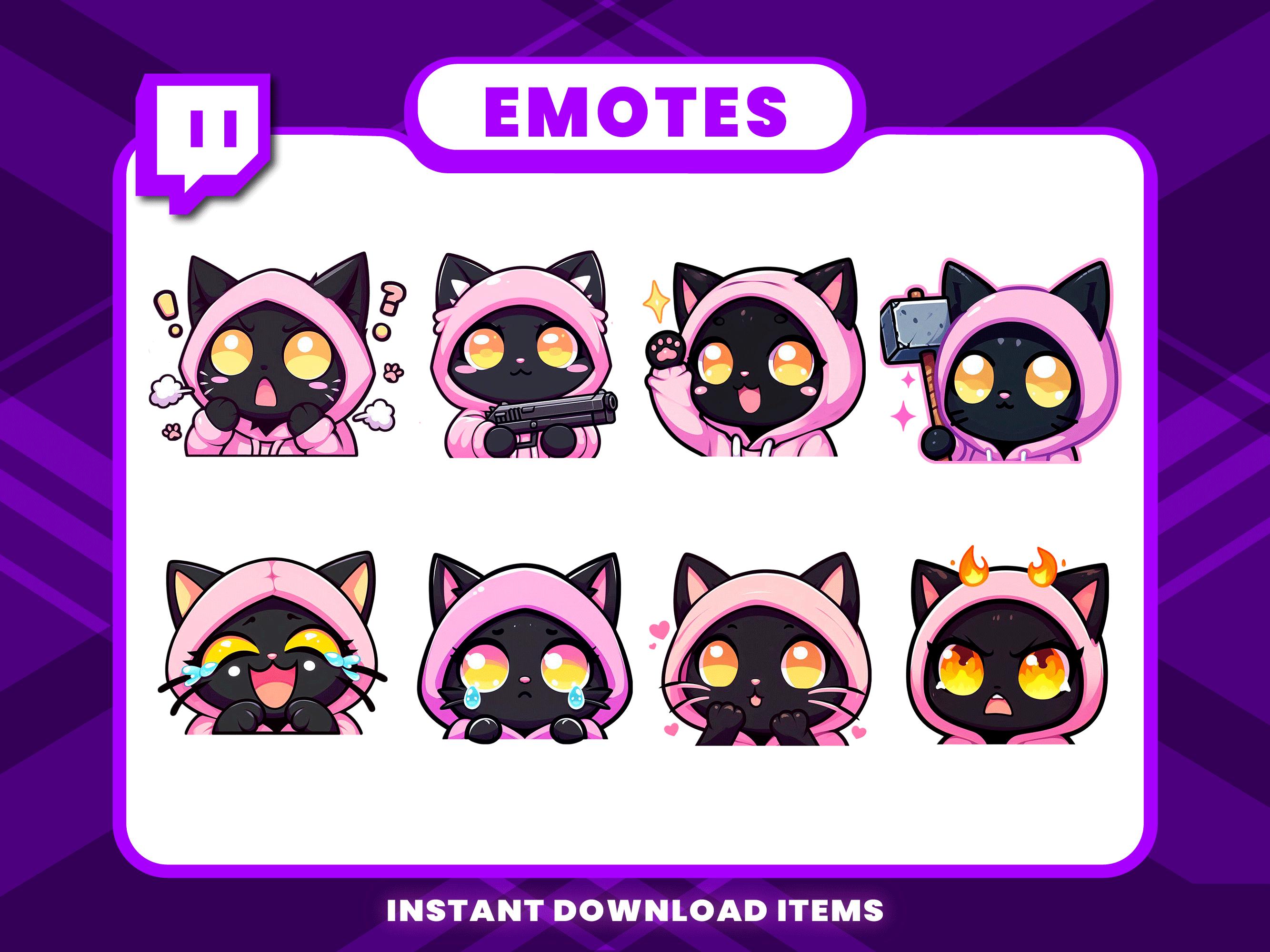 24 Pink Cat Emote Pack, High-resolution Twitch Emotes, Discord Emotes ...