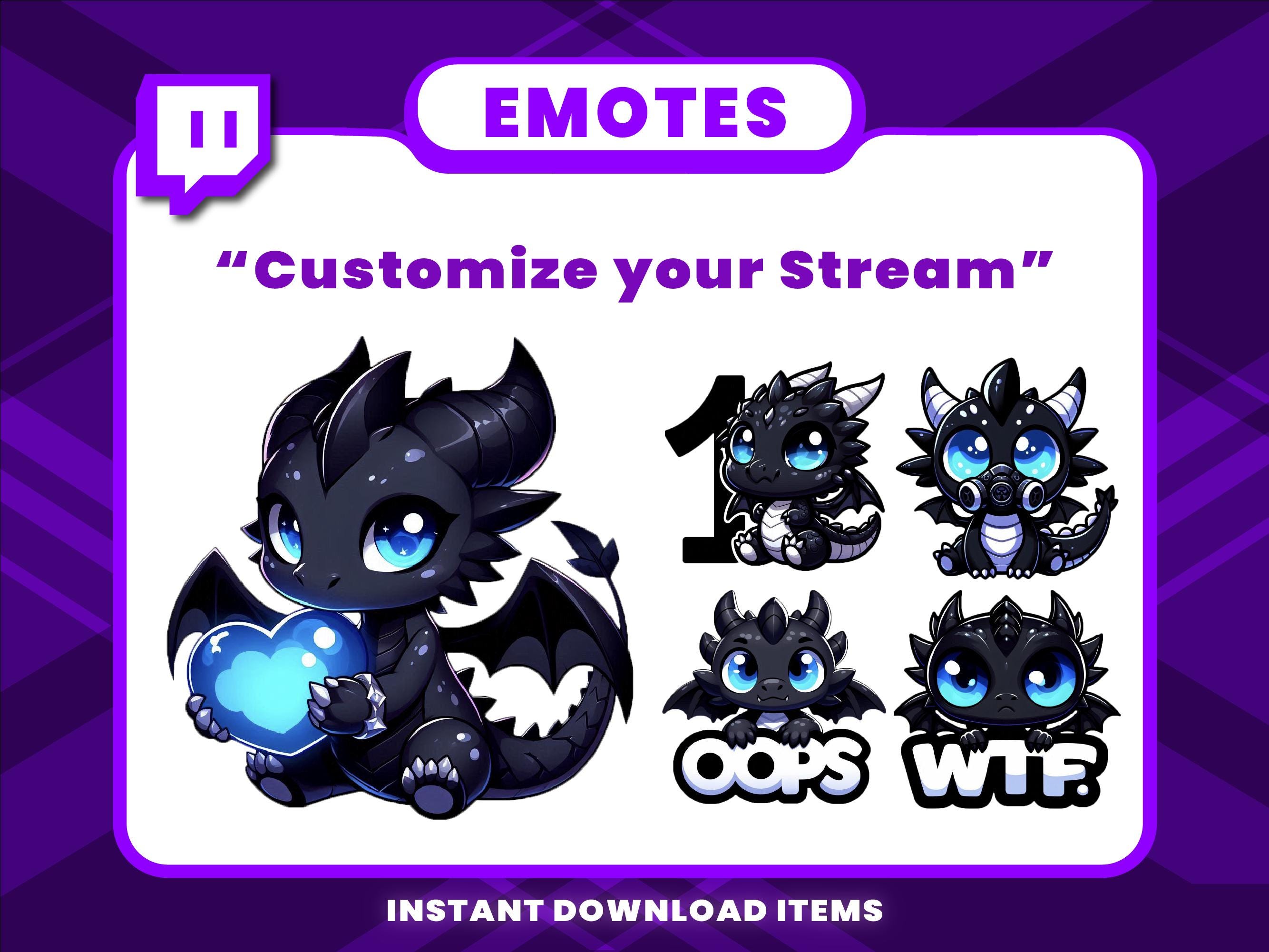 24 Black Dragon Emote Pack, High-resolution Twitch Emotes, Discord ...