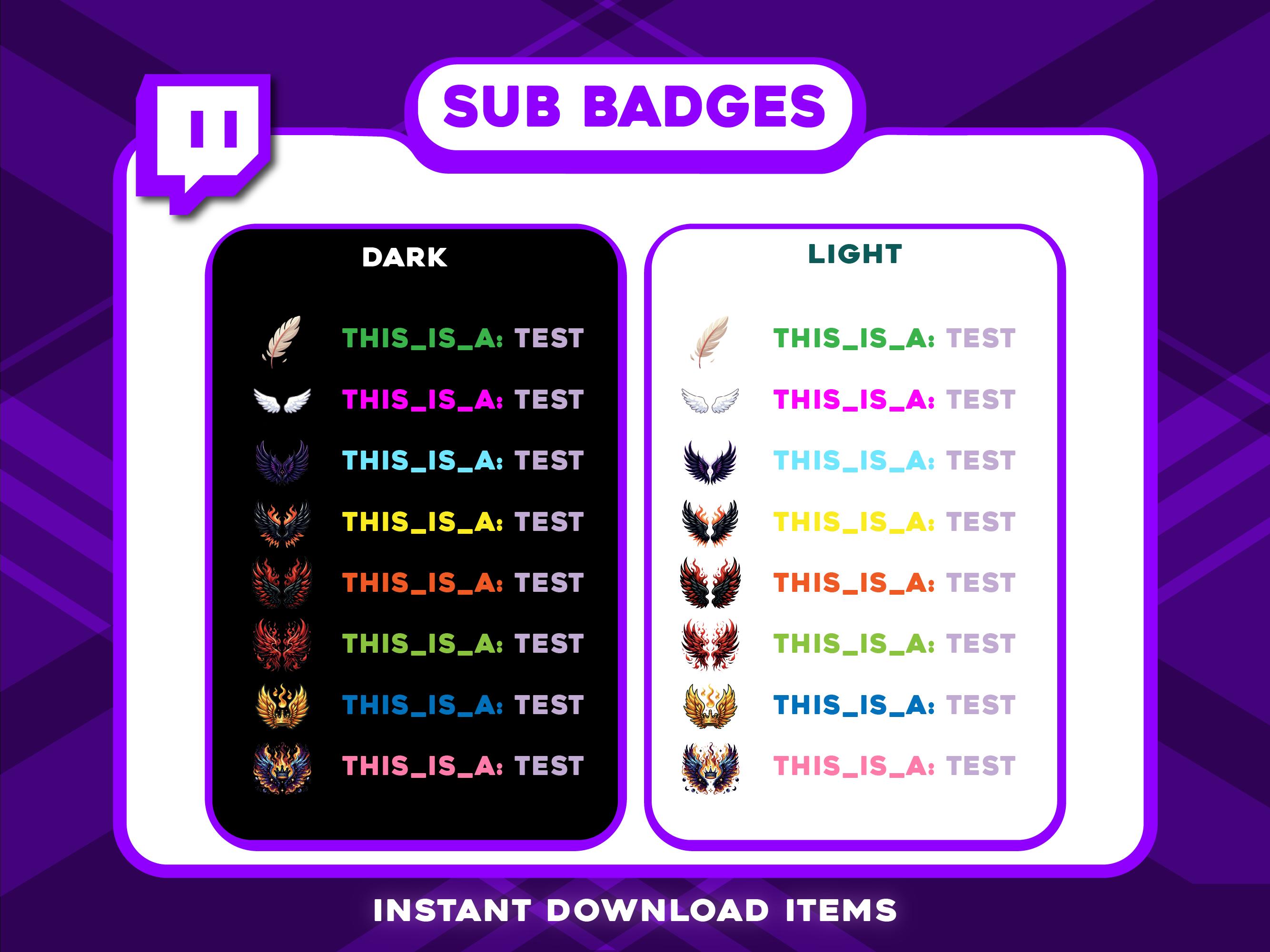 12 Wings Sub Badges – Fantasy Twitch Tier Badges, High-res Subscriber ...