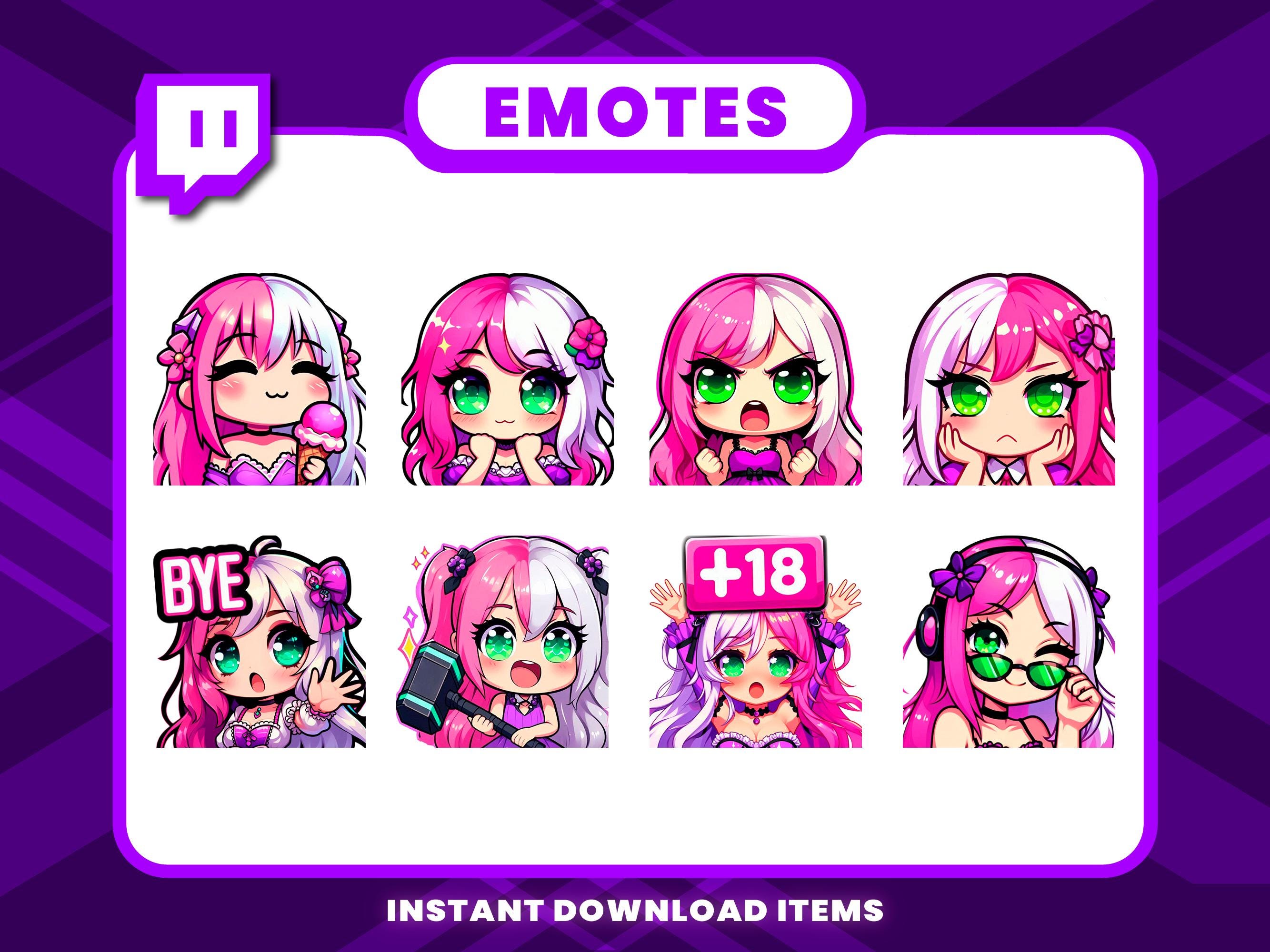 24 Little Pink Girl Emote Pack, High-resolution Twitch Emotes, Discord ...