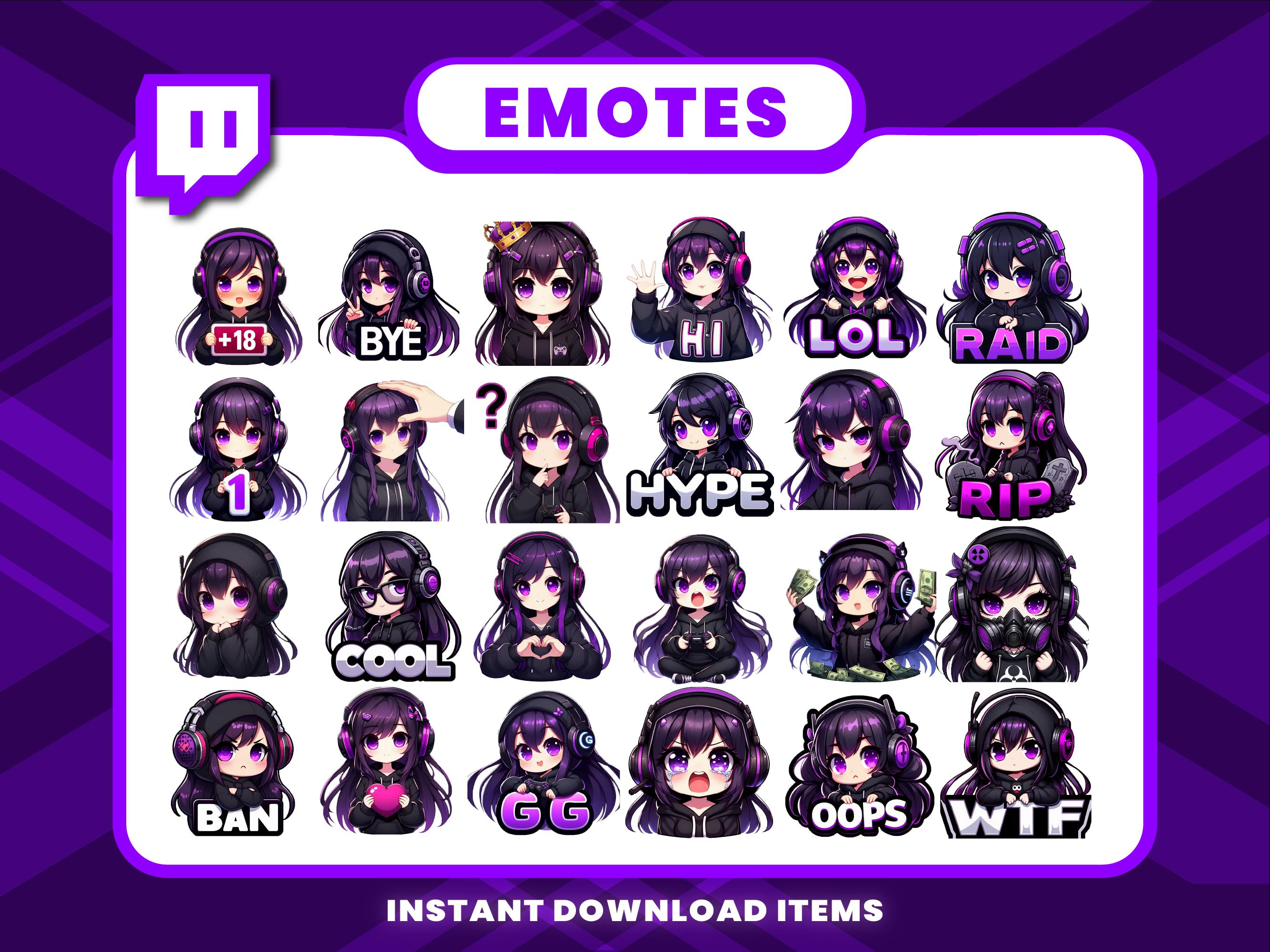 24 Gamer Girl Emote Pack, High-resolution Twitch Emotes, Discord Emotes ...