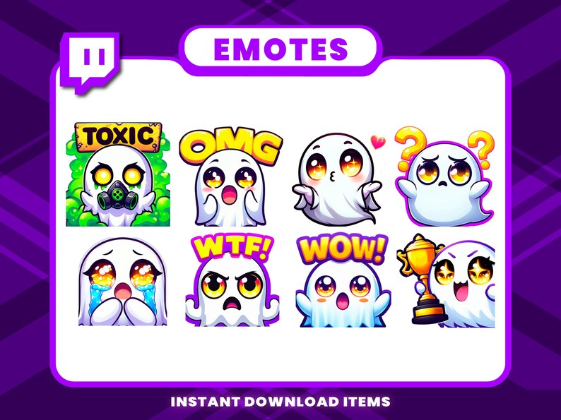 24 Cute Ghost Emote Pack, High-resolution Twitch Emotes, Discord Emotes ...