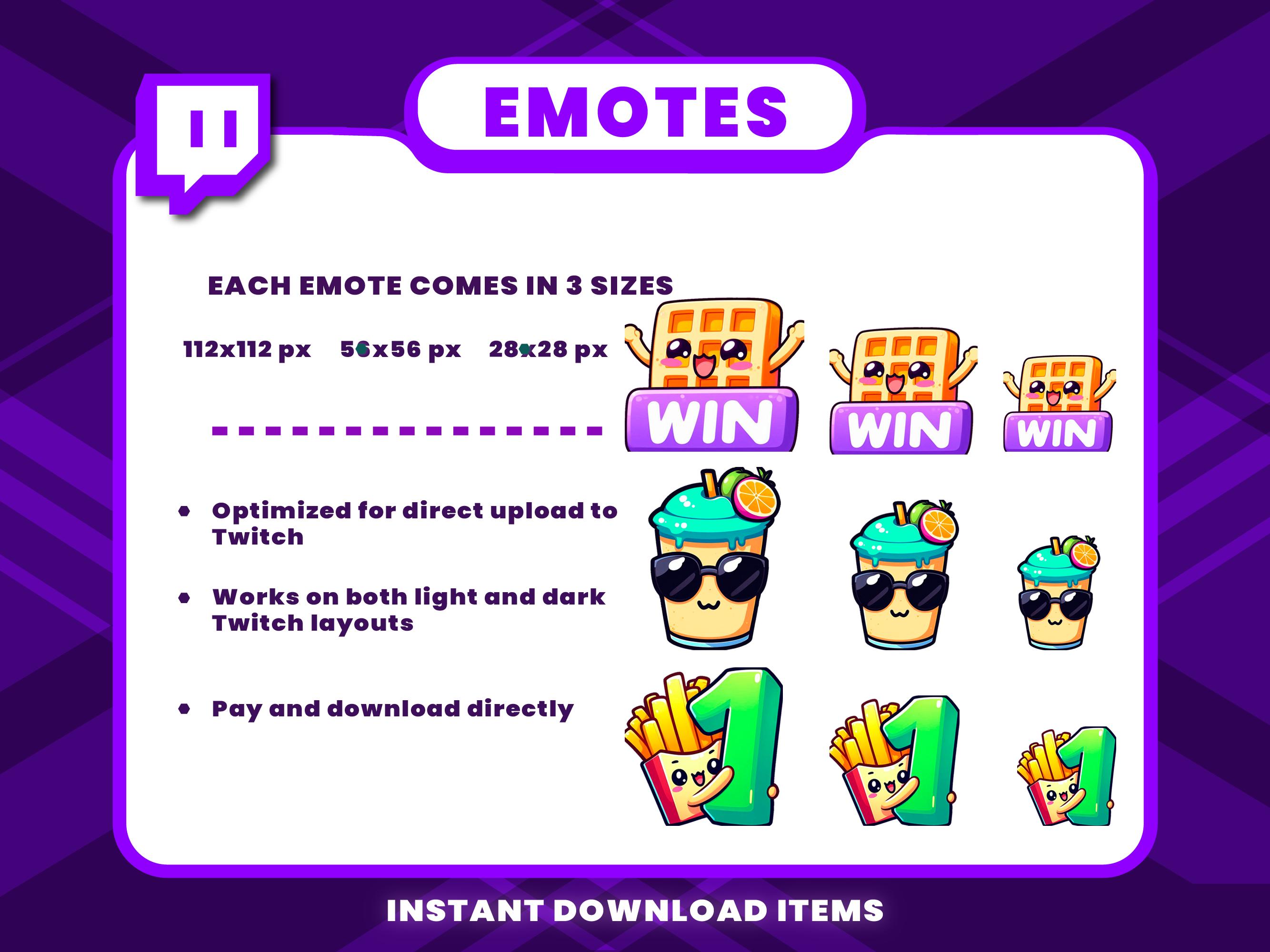 24 Cute Food Animated Emote Pack, High-Resolution Twitch Emotes ...