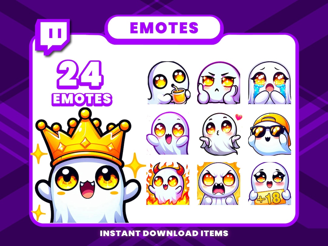 24 Cute Ghost Emote Pack, High-resolution Twitch Emotes, Discord Emotes ...