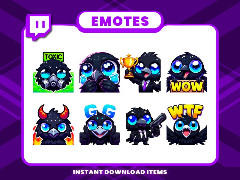 24 Black Raven Animated Emotes, Twitch Emotes, Raven GIF Emotes for ...