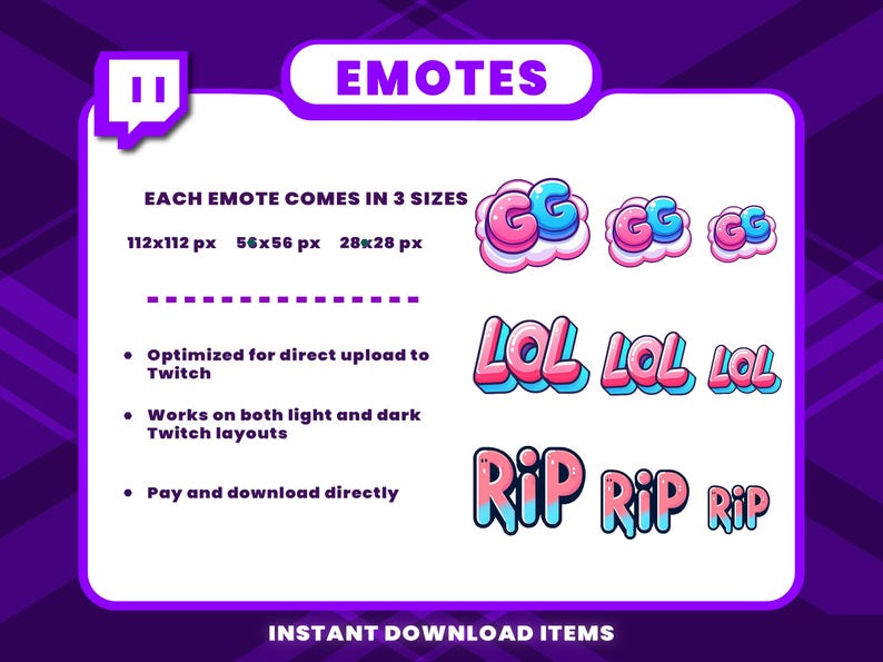 Twitch Emotes – 24 Colorful Cartoon Lettering Emotes, Funny Text ...