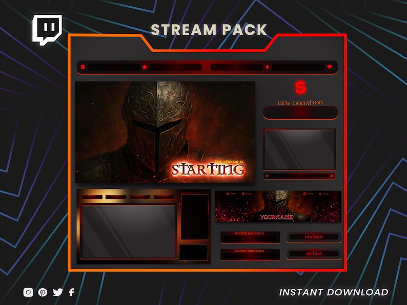 Twitch Stream Pack – Dark Soul III Animated Overlays, Screens & Panels ...