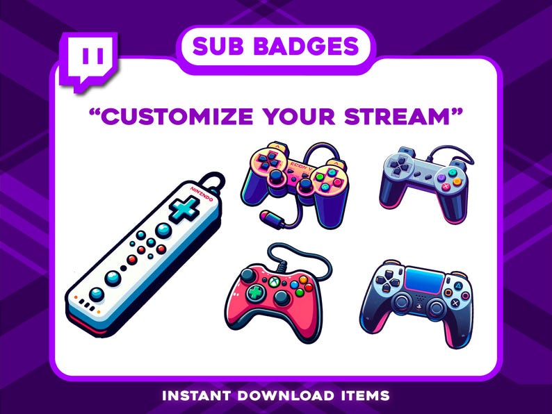 12 Joystick Sub Badges – Fantasy Twitch Tier Badges, High-Res ...