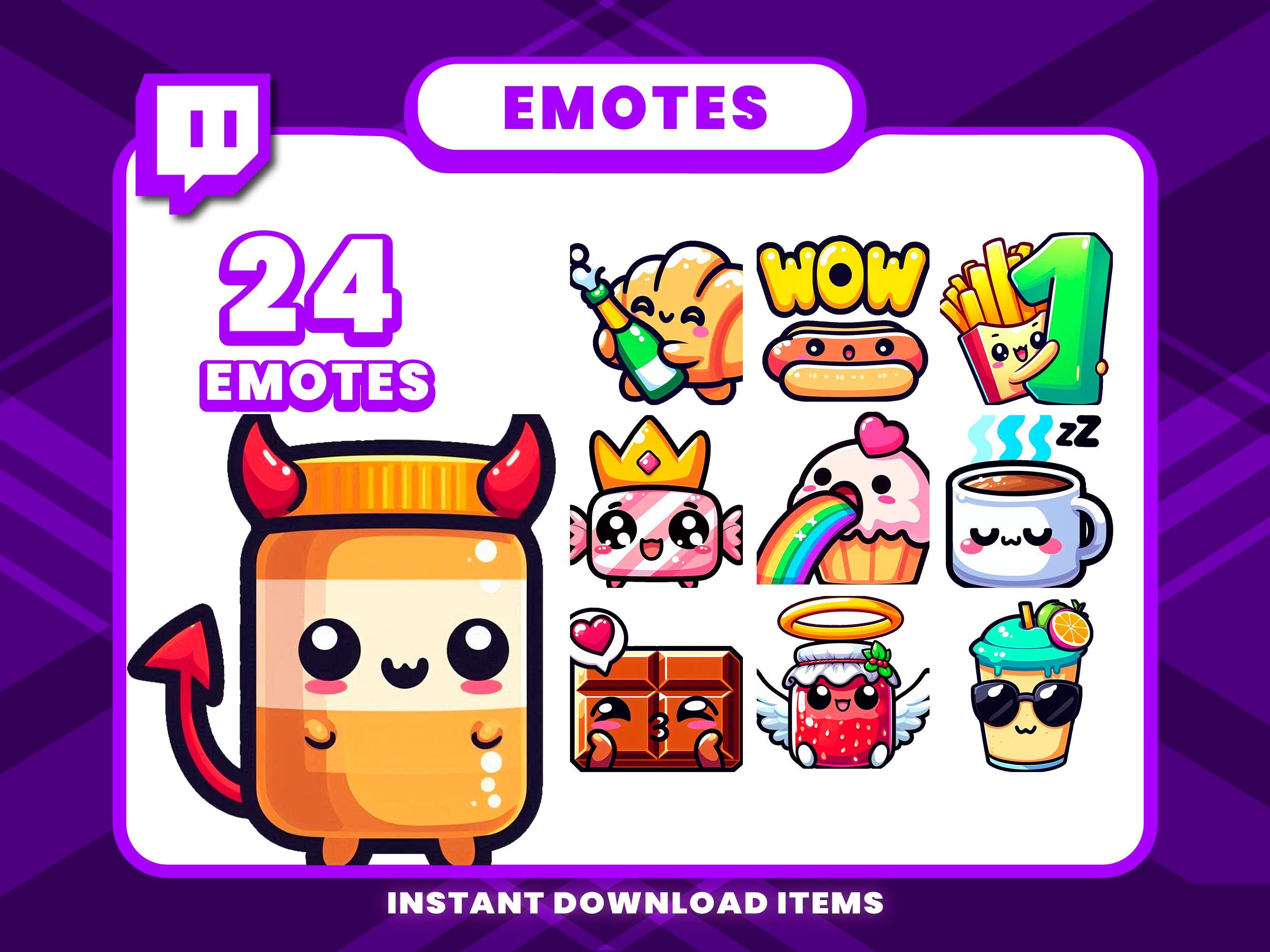 24 Cute Food Emote Pack, High-resolution Twitch Emotes, Discord Emotes ...