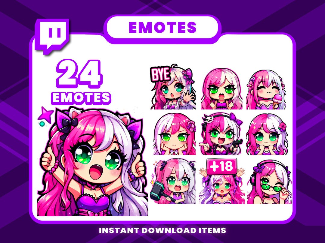 24 Little Pink Girl Emote Pack, High-resolution Twitch Emotes, Discord ...