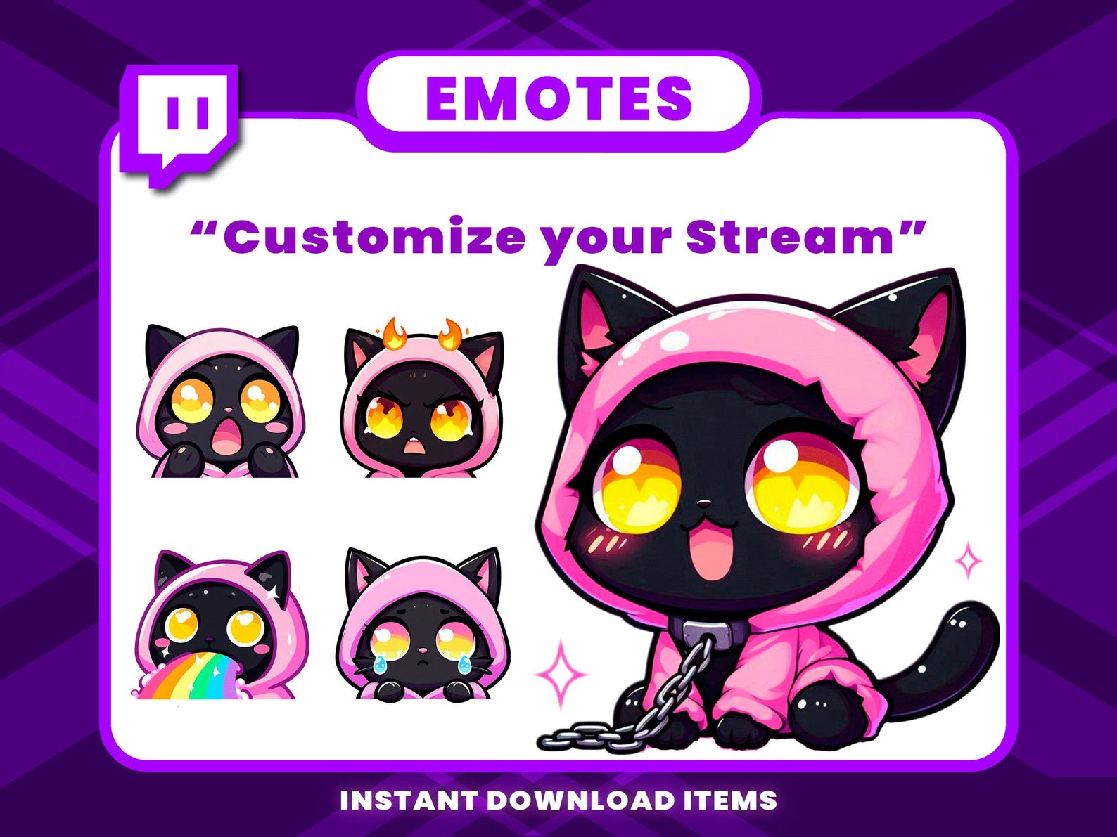 24 Pink Cat Emote Pack, High-resolution Twitch Emotes, Discord Emotes ...