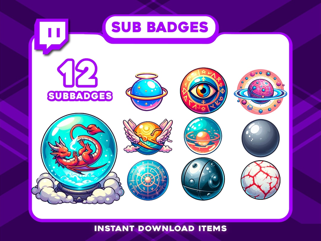 12 Magic Ball Sub Badges – Fantasy Twitch Tier Badges, High-res ...