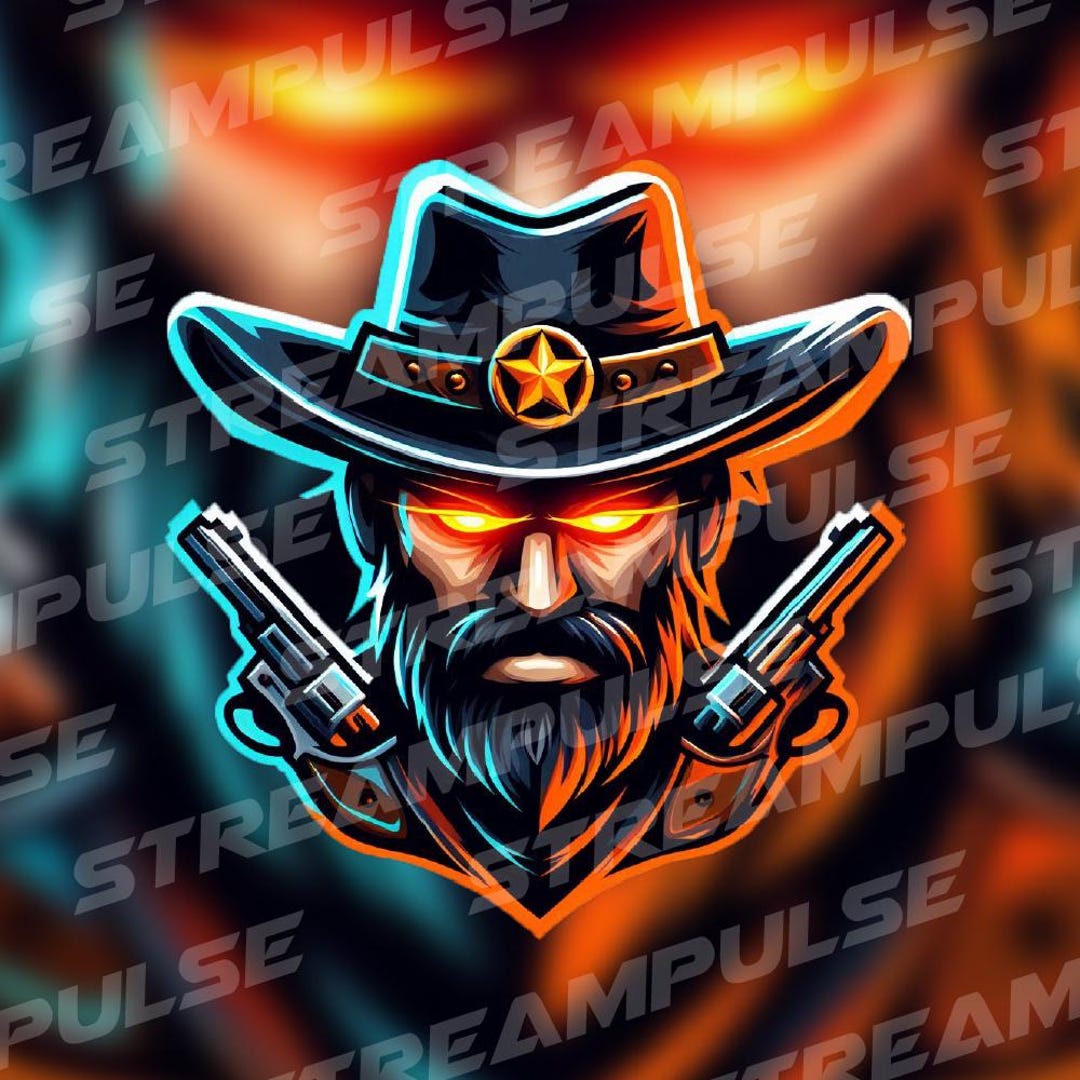 Custom Gunslinger Logo for Twitch, Youtube, Kick | Gamer Logo, Vtuber ...