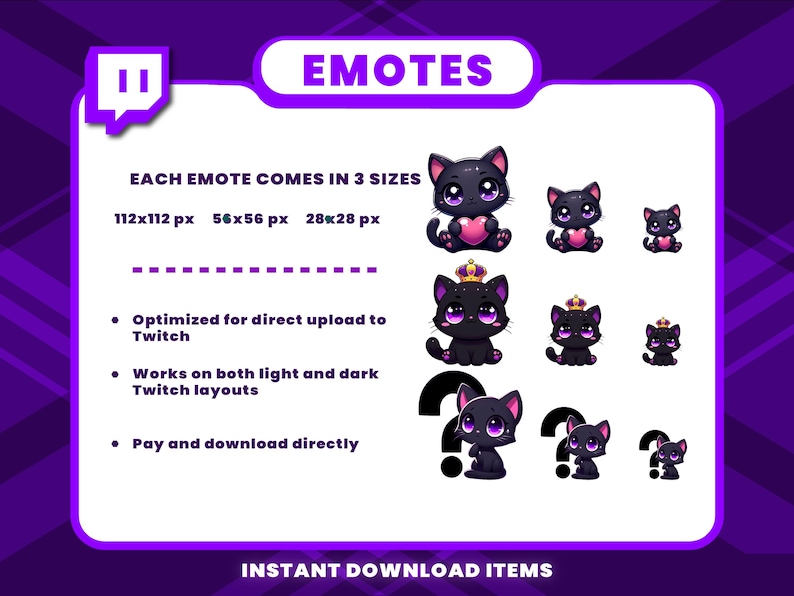 24 Black Cat Emote Pack, High-resolution Twitch Emotes, Discord Emotes ...