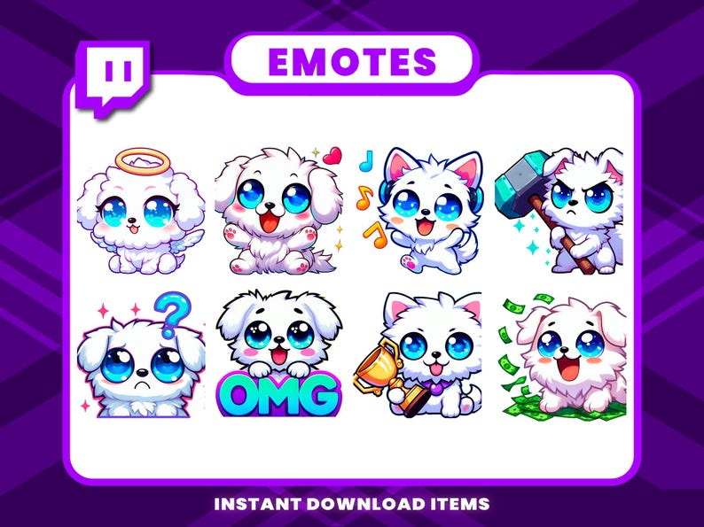 24 Little Puddle Dog Emote Pack, High-resolution Twitch Emotes, Discord ...