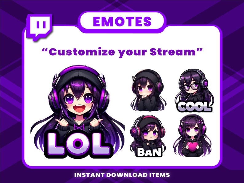 24 Gamer Girl Emote Pack, High-resolution Twitch Emotes, Discord Emotes ...