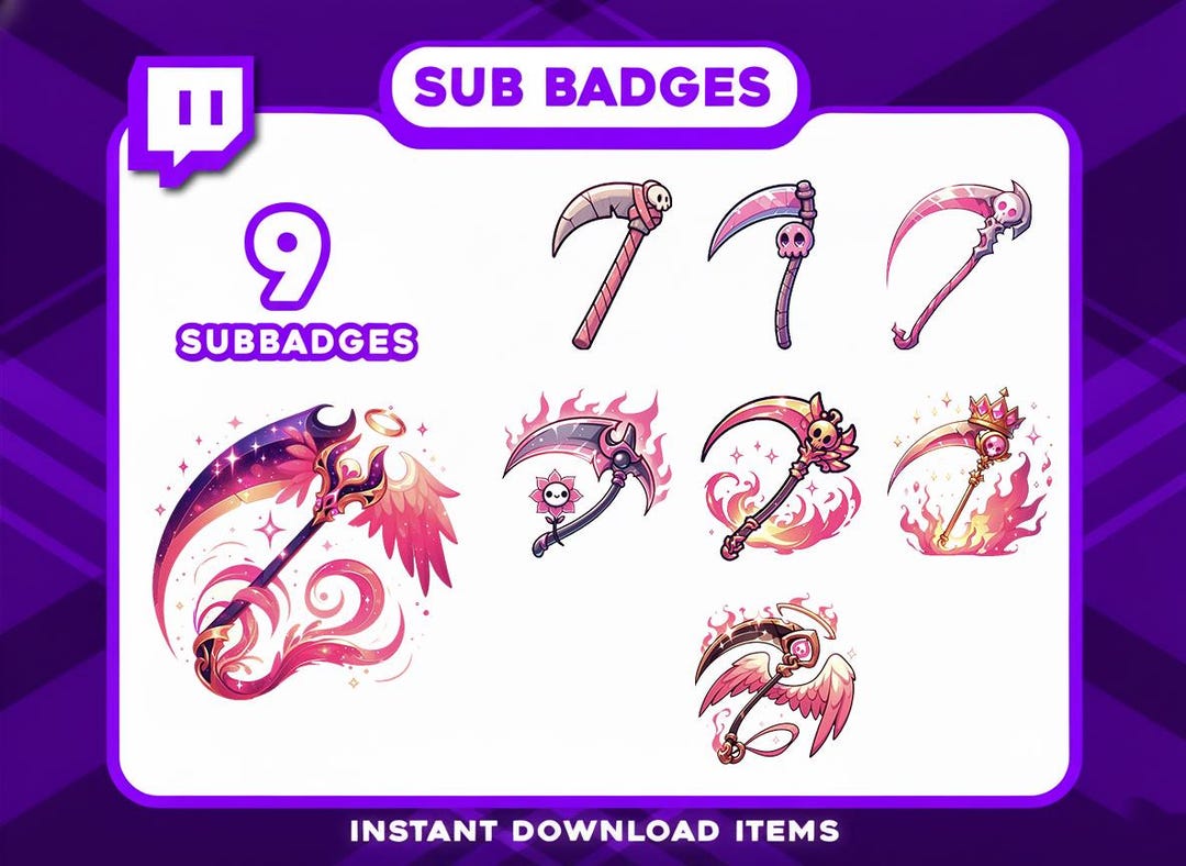 9 Weapon Sub Badges, Twitch Sub Badges for Dark, RPG & Fantasy Streams ...