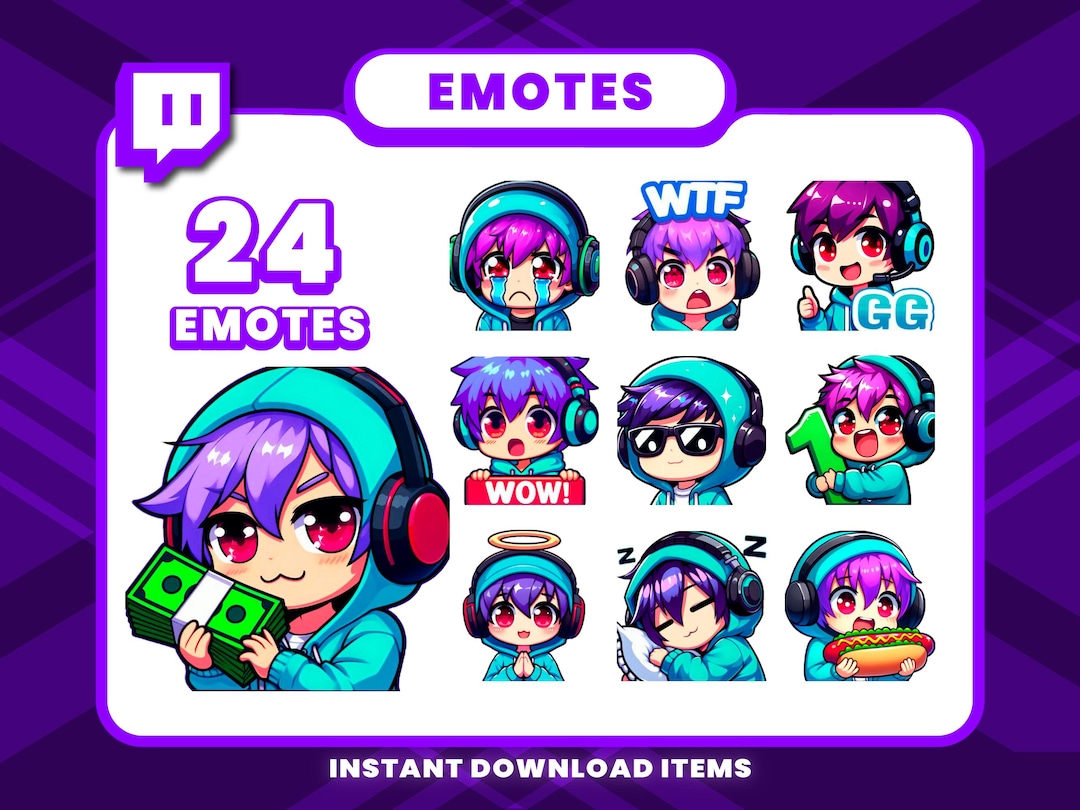 24 Gamer Boy Emote Pack, High-resolution Twitch Emotes, Discord Emotes ...