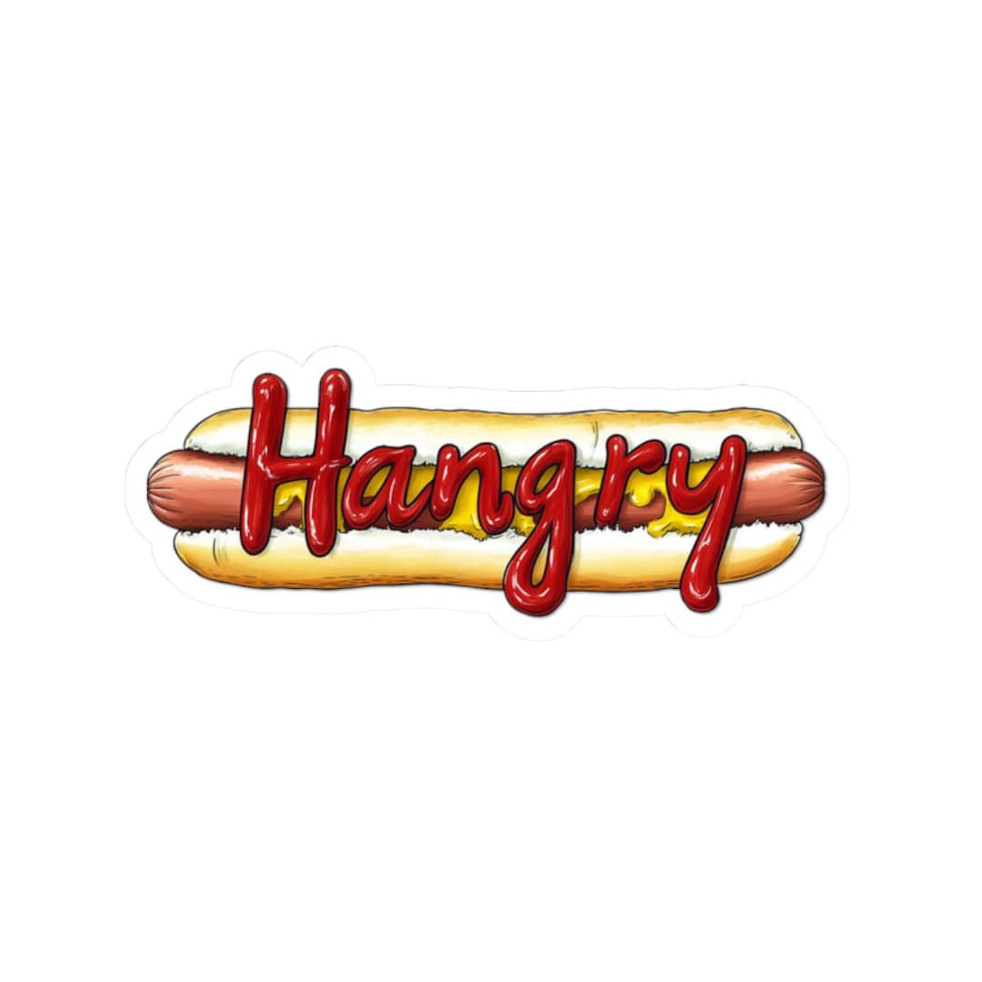 Hangry Hot Dog Logo Sticker - Etsy