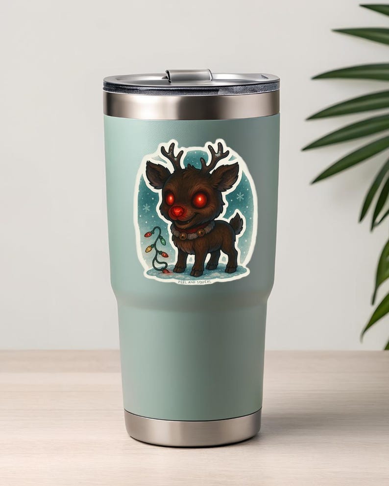 Nightmare Rudolph Sticker – Glowing Eyes Creepy Cute Reindeer ...