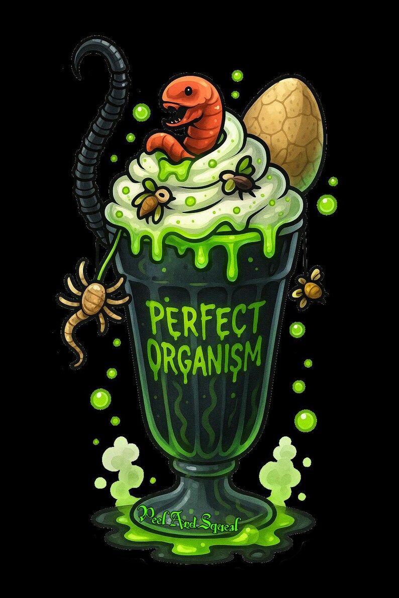 Alien Milkshake Sticker – Creepy Cute Xenomorph Horror Shake With Egg ...