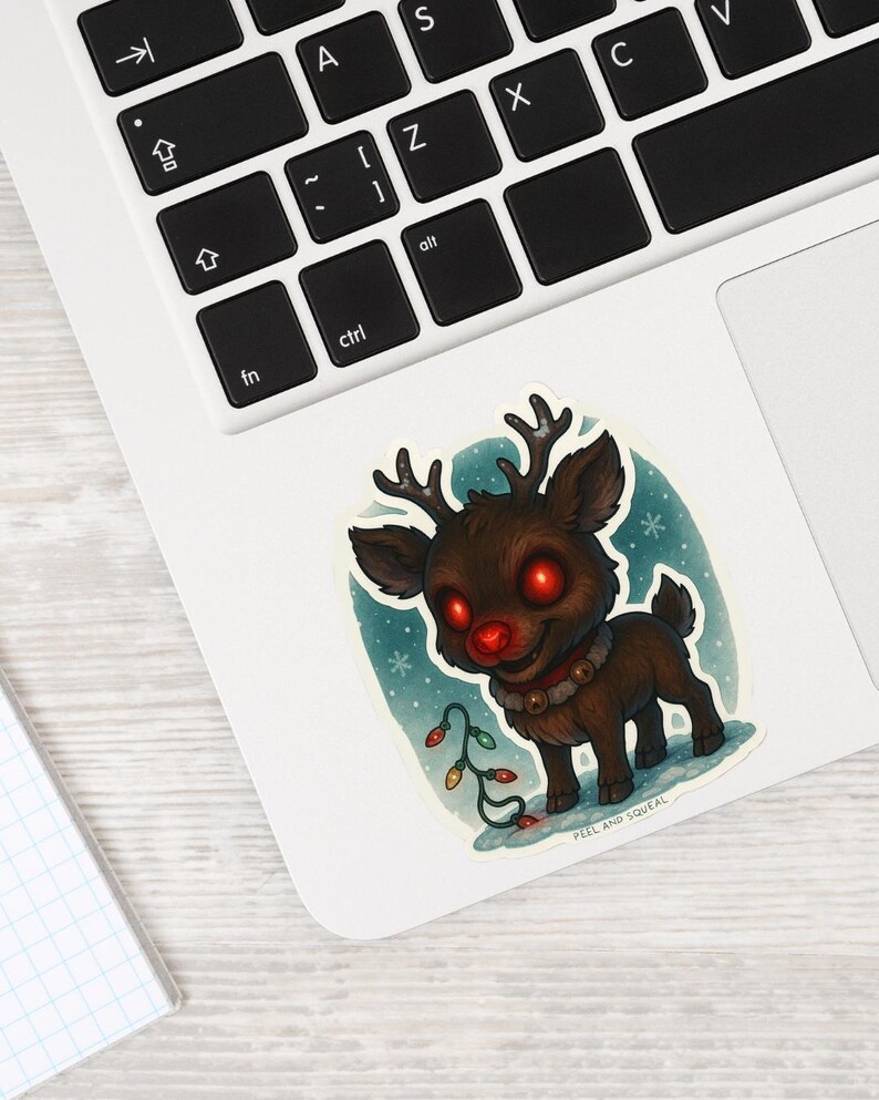 Nightmare Rudolph Sticker – Glowing Eyes Creepy Cute Reindeer ...
