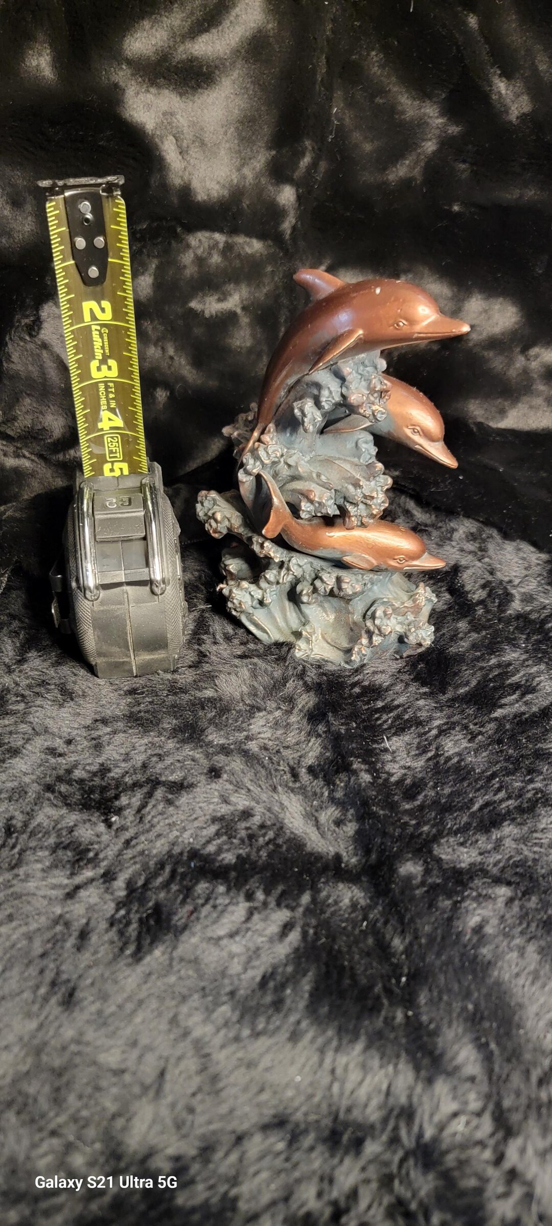 Dolphin Statue Collectible Figurine Three Dolphins Riding Waves Copper ...