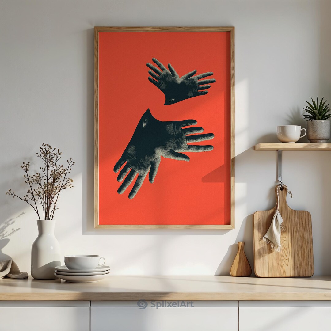 Surreal Hand-wings Collage - Abstract Digital Art Poster, Modern ...
