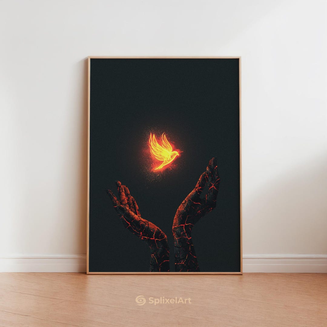 Firebird Art, Phoenix Rising, Fire Surreal Print, Conceptual Artwork ...