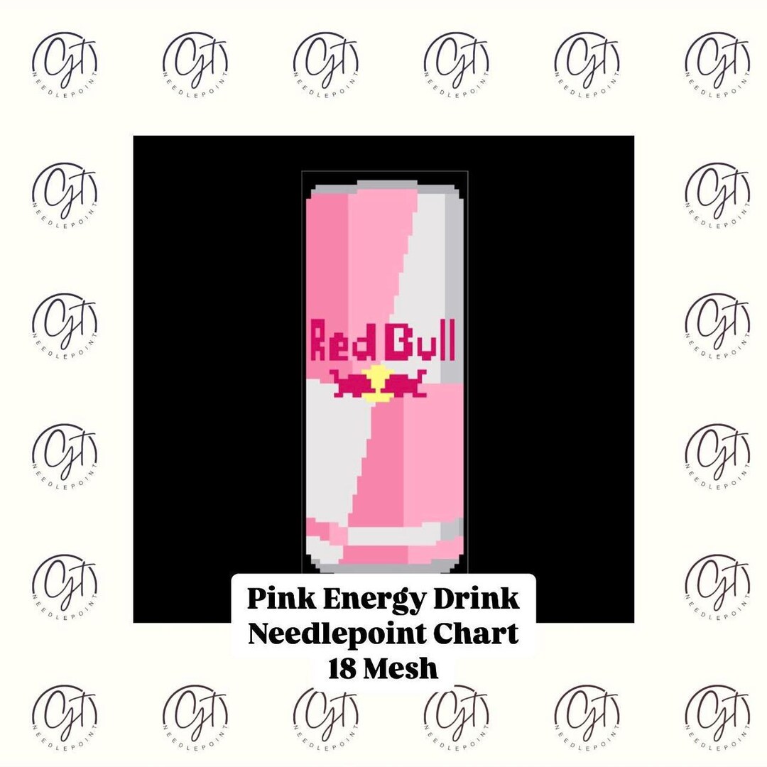 Pink Energy Drink Needlepoint Chart 18 Mesh | Instant Digital Download ...