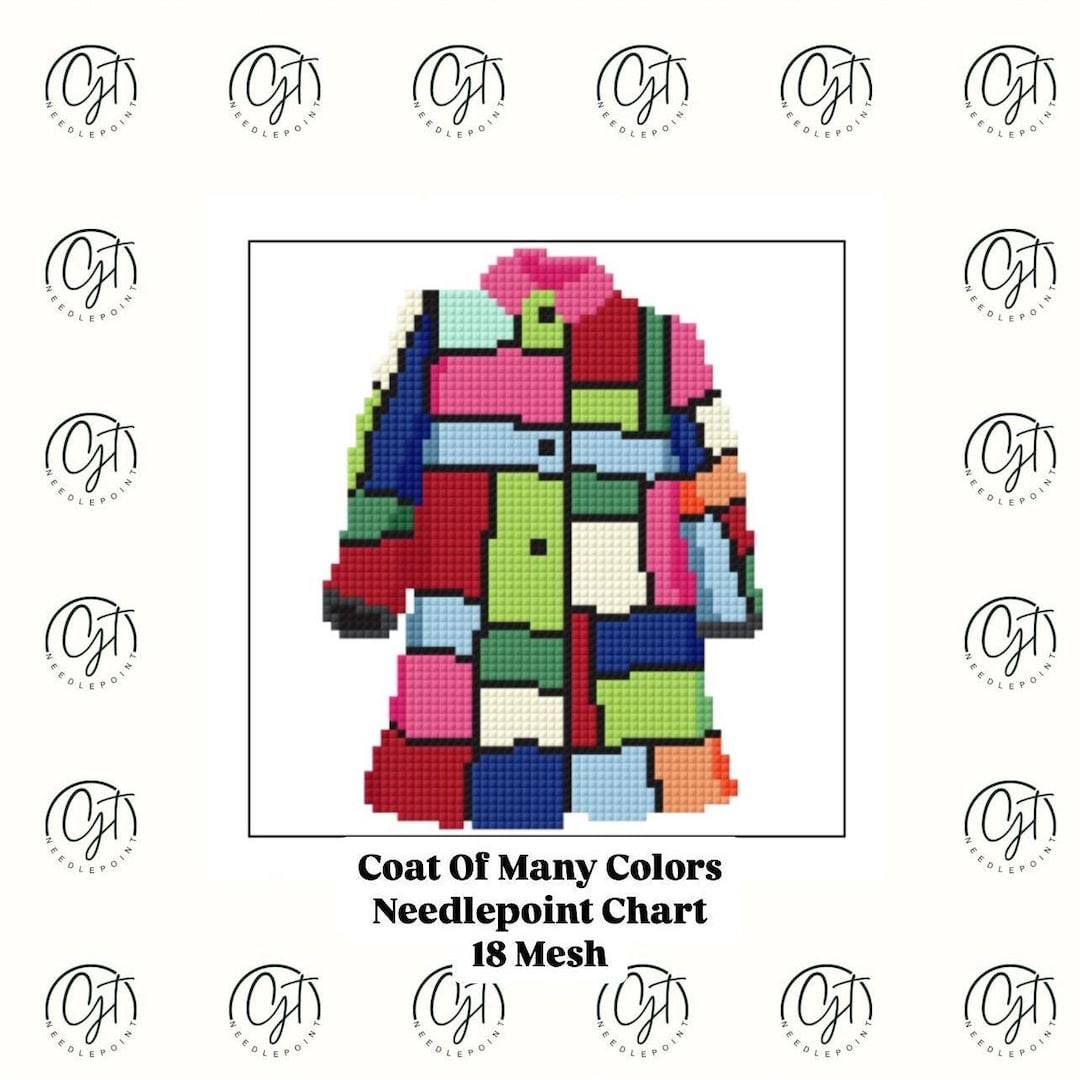Coat of Many Colors Needlepoint Chart 18 Mesh | Instant Digital ...