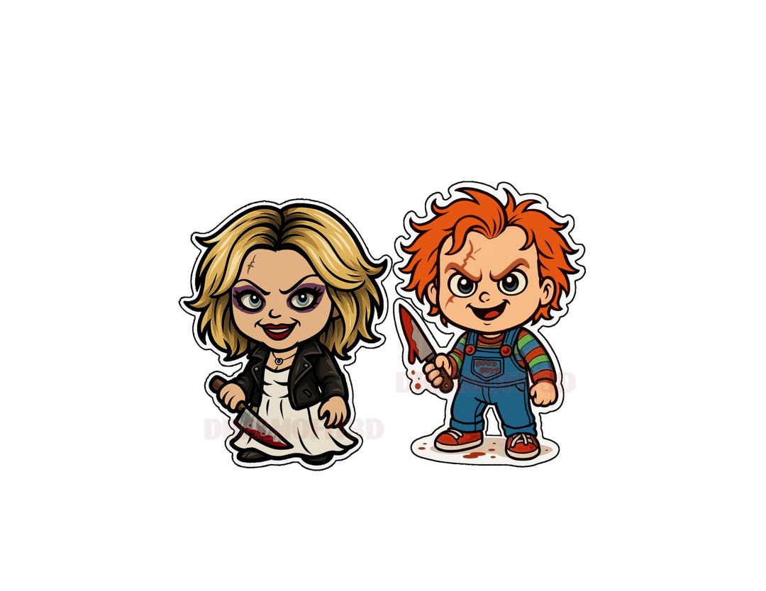 Horror Stickers | Chucky and Tiffany Horror Couple Sticker Set | Print ...