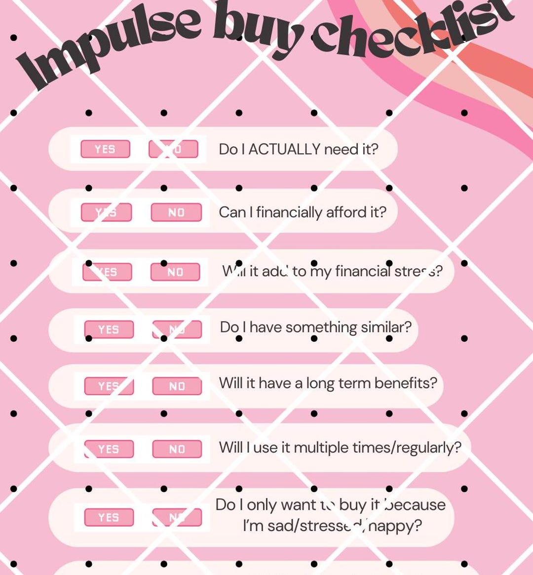 Impulse Buy Checklist - Etsy