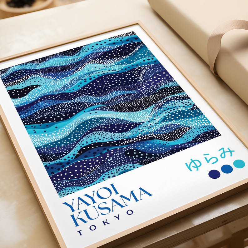 Yayoi Kusama Ocean Wave Poster - Dark Blue Wall Art - Japanese Sea Art ...