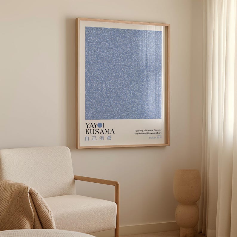 Imprimé pois bleu pastel Yayoi Kusama : affiche japonaise moderne ...