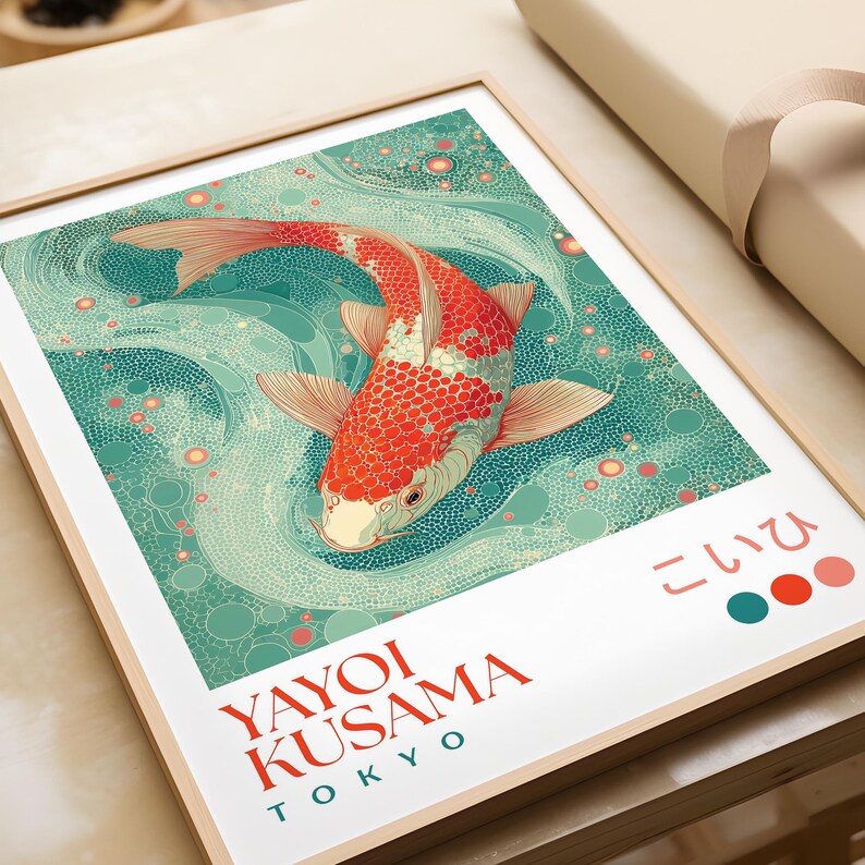 Impresión de peces koi de Yayoi Kusama – Arte abstracto japonés - Etsy ...