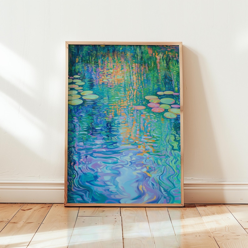 Claude Monet Water Reflection Poster: Colourful Wall Art, Abstract ...
