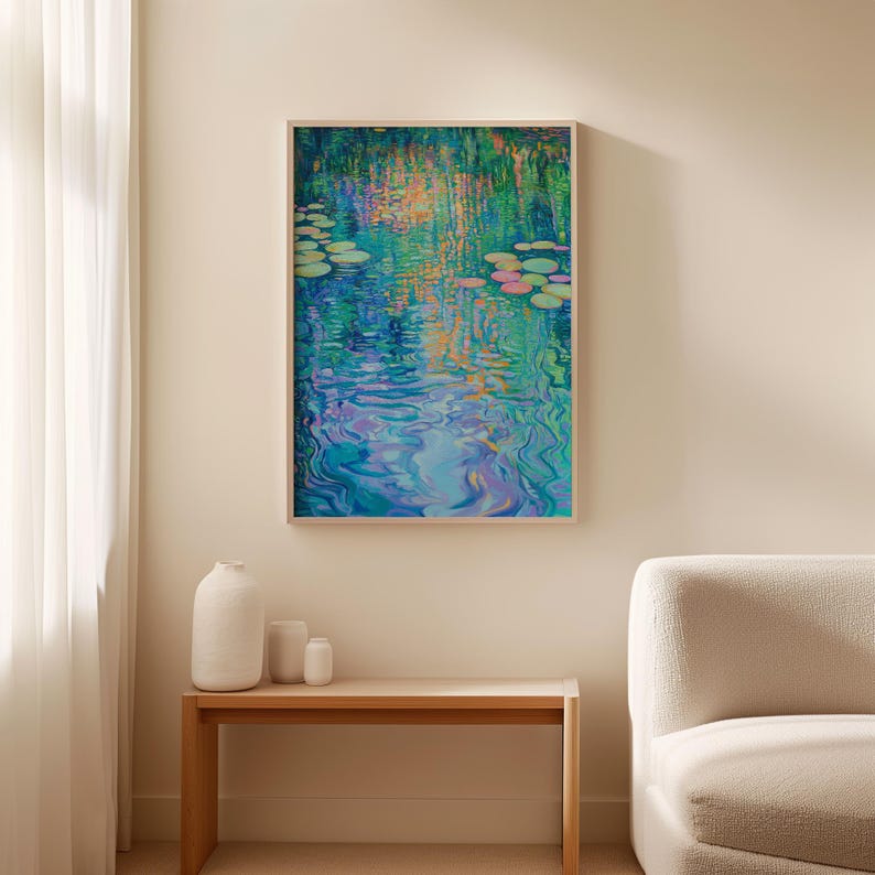 Claude Monet Water Reflection Poster: Colourful Wall Art, Abstract ...